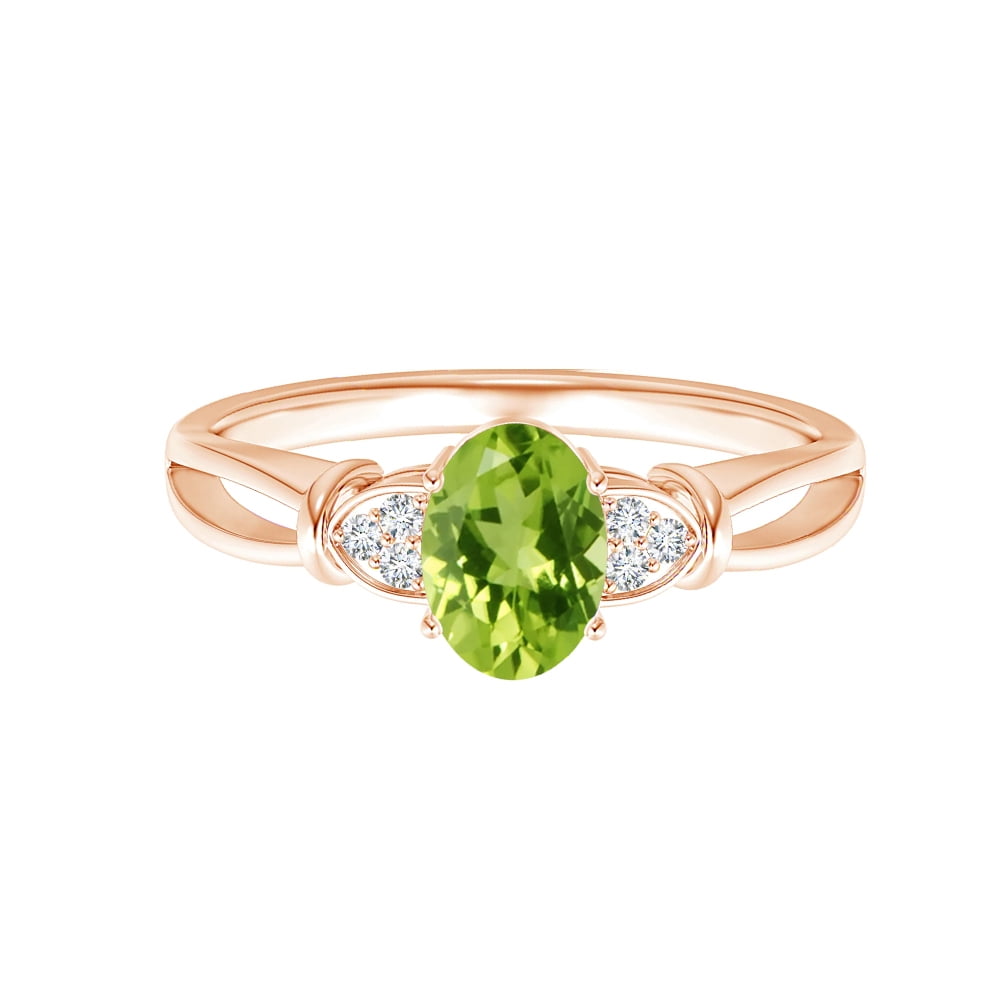 Art Deco 2 Ctw Oval Peridot Gemstone 925 Sterling Silver Rose Plated ...