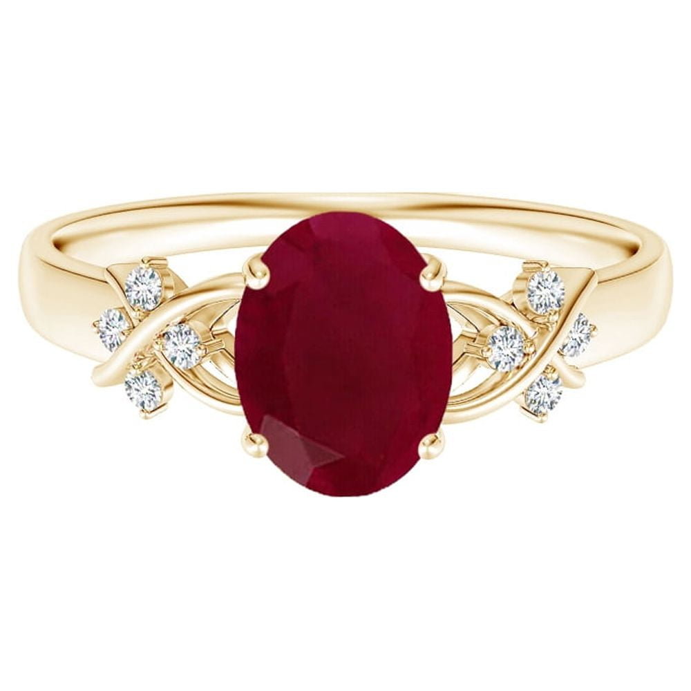 Art Deco 2 Ctw Oval Ruby Gemstone 925 Sterling Silver Women Wedding ...