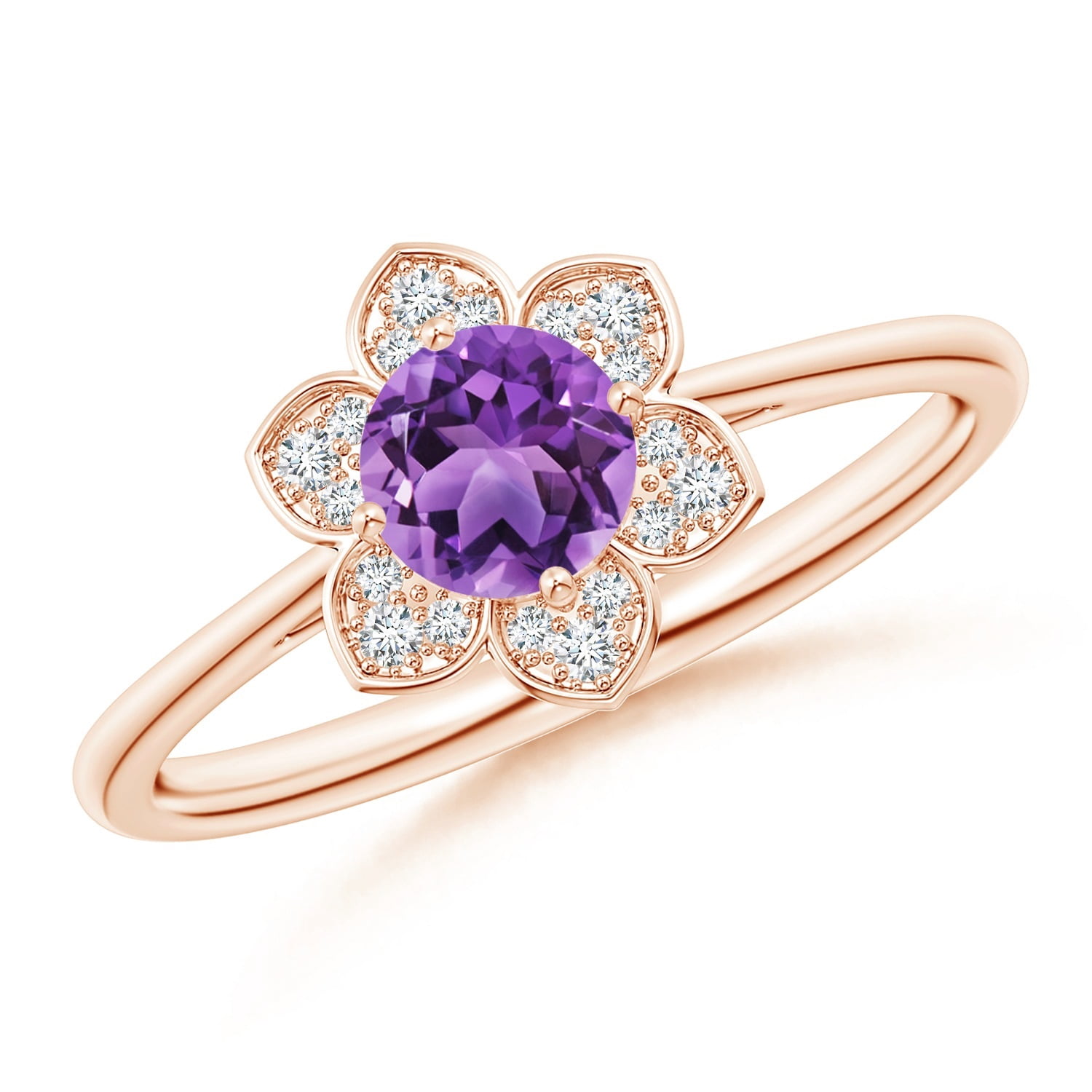 Art Deco Amethyst Gemstone 925 Sterling Silver Rose Plated Women ...