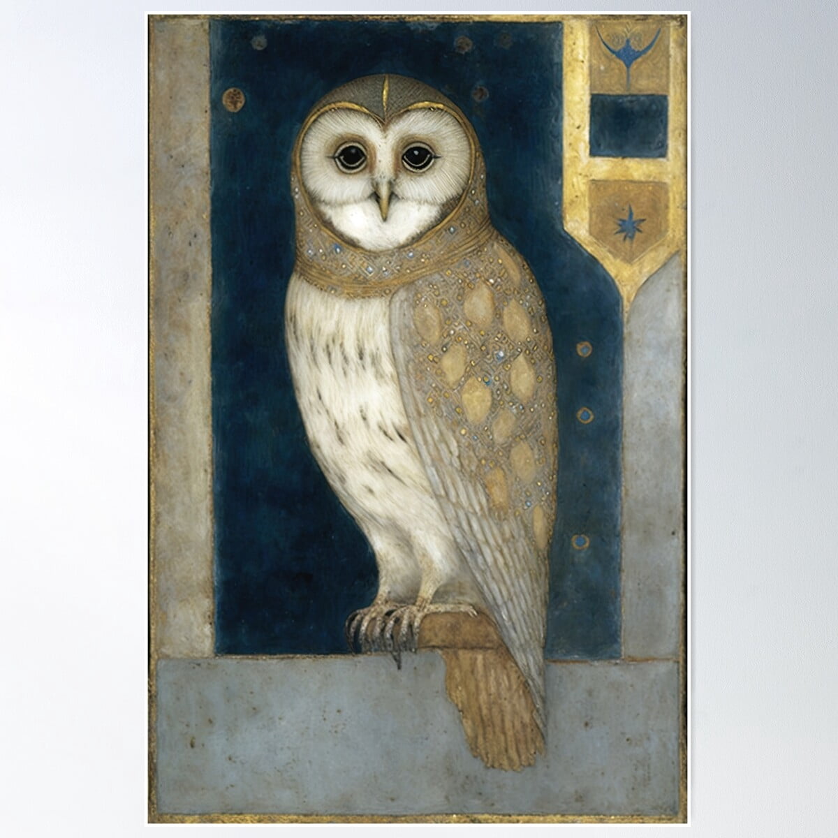 Art Deco Barn Owl Poster Wall Art, Modern Wall Decor For Living Room ...