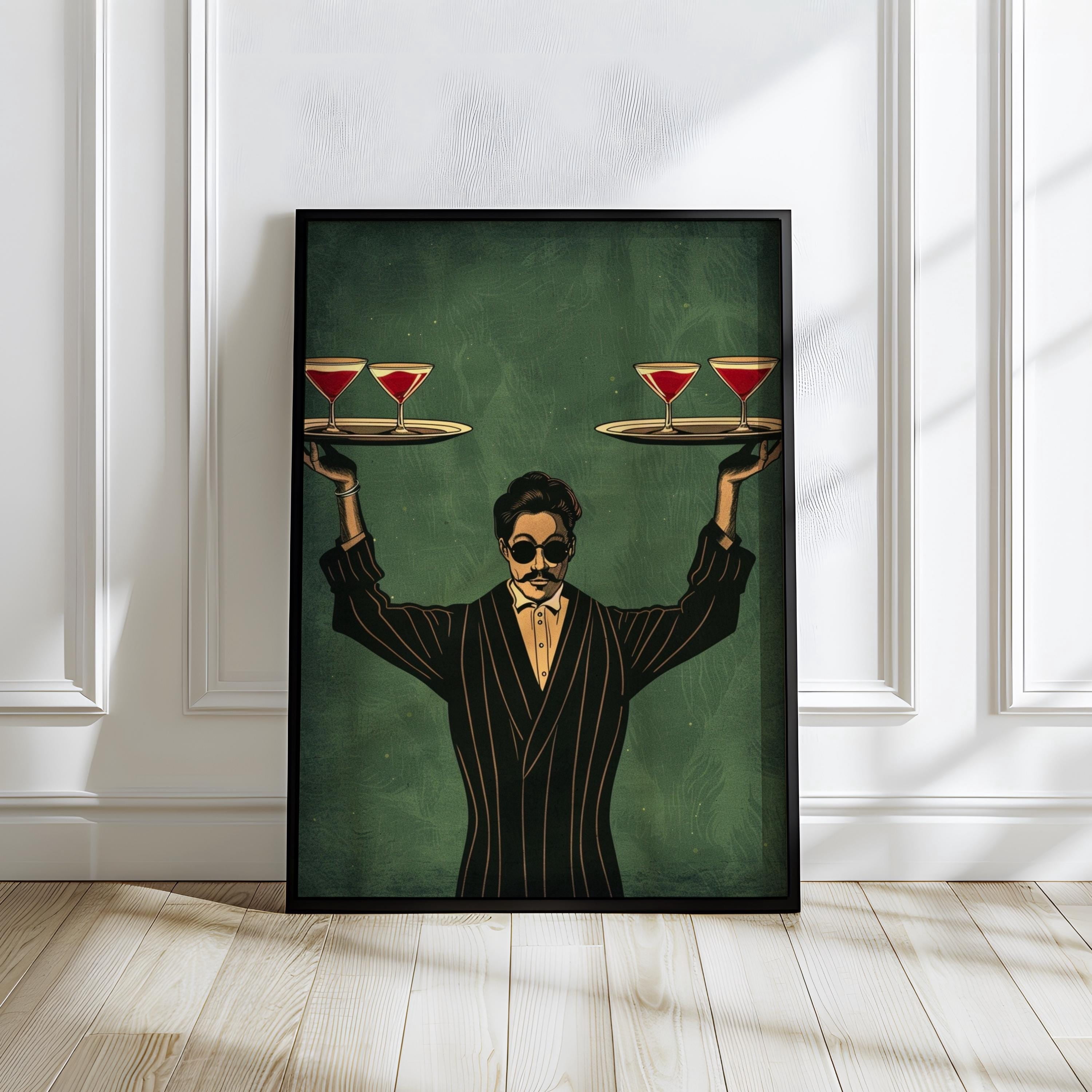 Art Deco Bartender Poster: Retro Cocktail Bar Wall Art Vintage Style ...