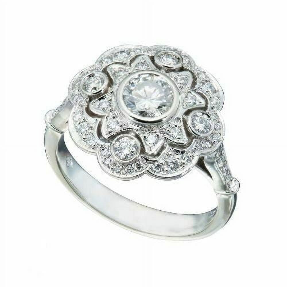 Art Deco Bezel Set Diamond Dome Ring 2.1 Ct Round Diamond 14K White ...