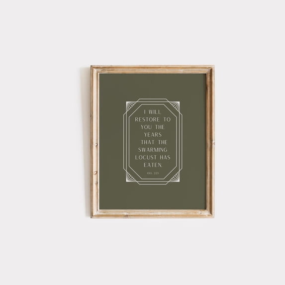 Art Deco Bible Verse Print Joel 2:25 Scripture Home Decor Office Wall ...