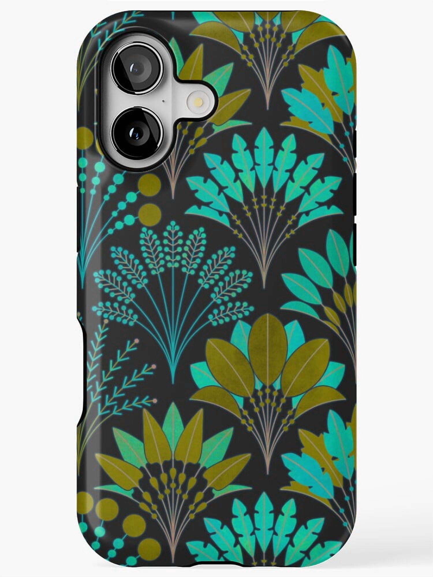 Art Deco Block Print Palms Art Phone Case for iPhone 11 12 13 14 15 16 ...