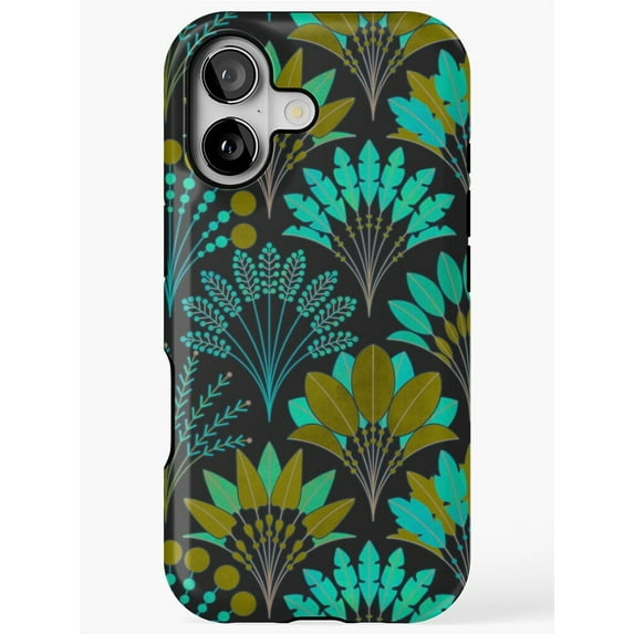 Art Deco Block Print Palms Art Phone Case for iPhone 11 12 13 14 15 16 ...