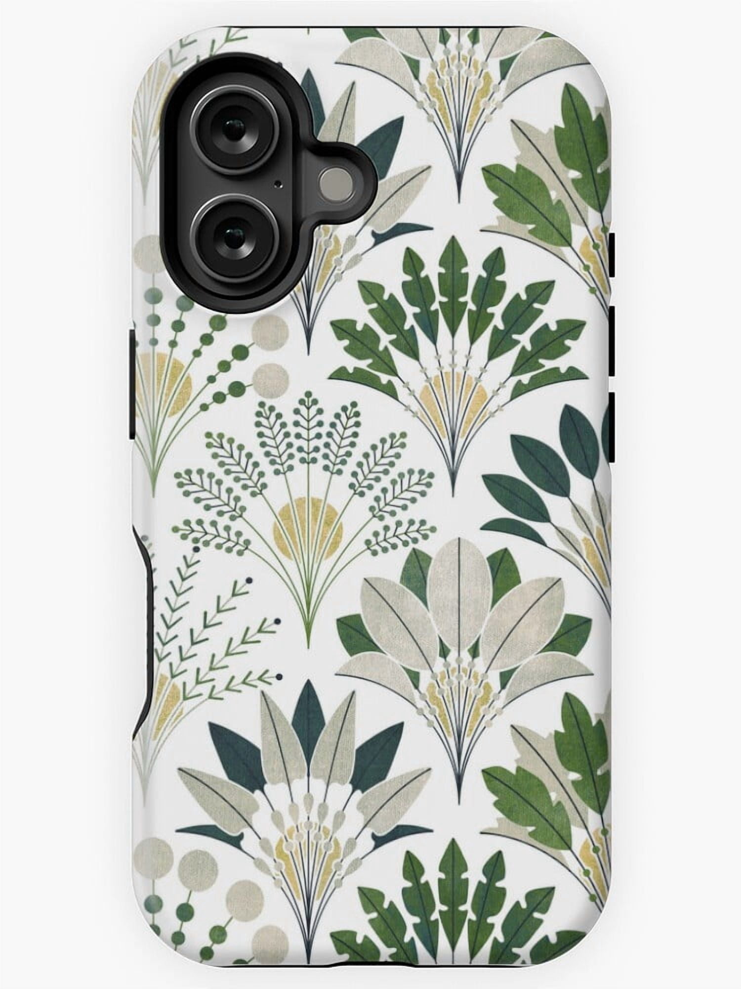 Art Deco Block Print Palms Art Phone Case for iPhone 11 12 13 14 15 16 ...