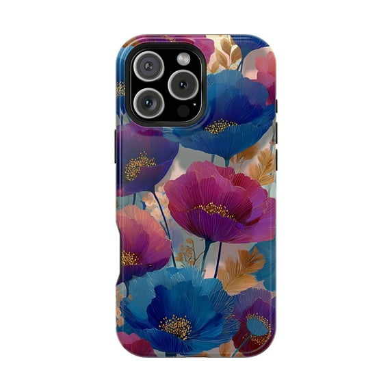 Art Deco Blue Pink Elegant Floral Botanical Aesthetic Phone Case with ...