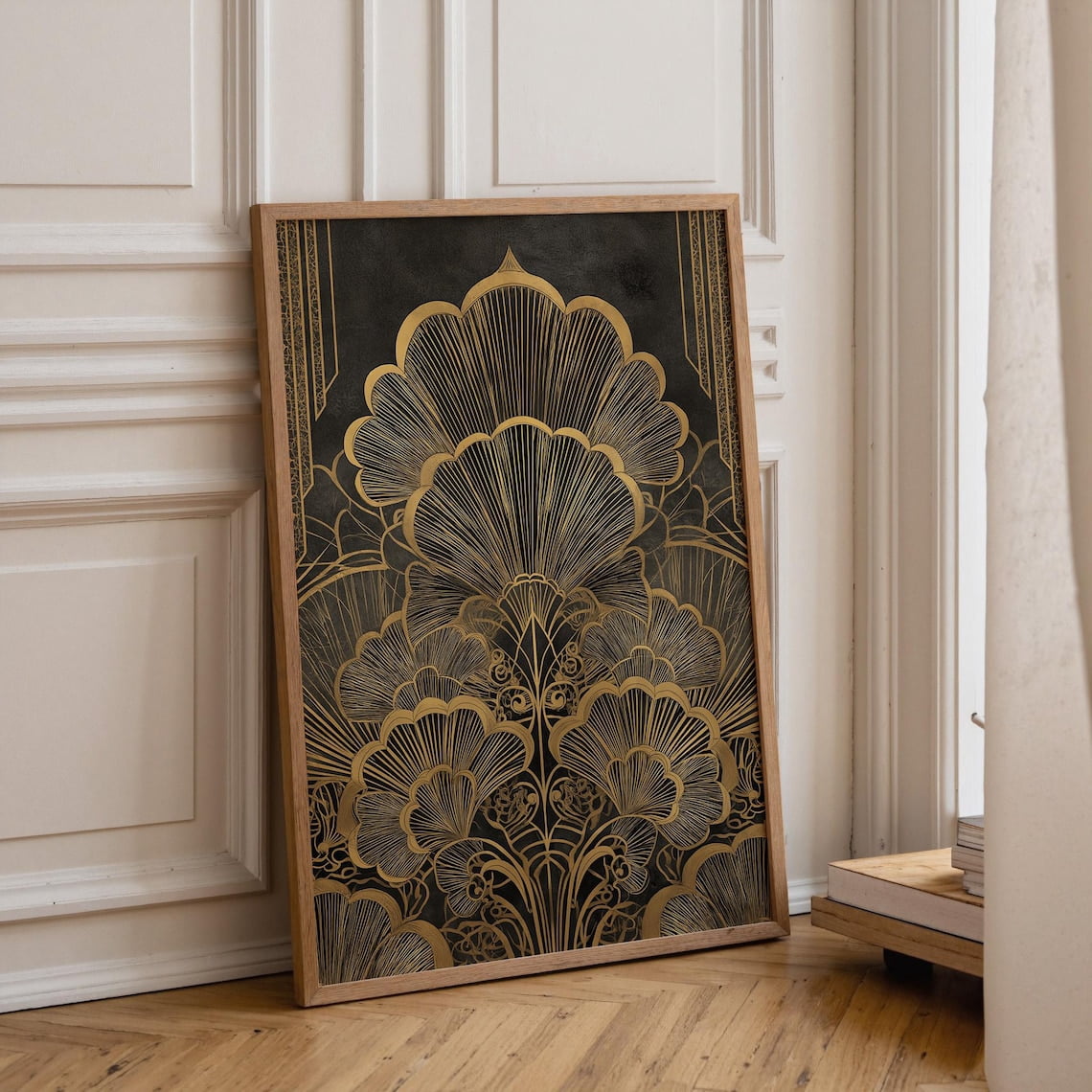 Art Deco Botanical Gold Floral Vintage Inspired Wall Decor, Unframed ...