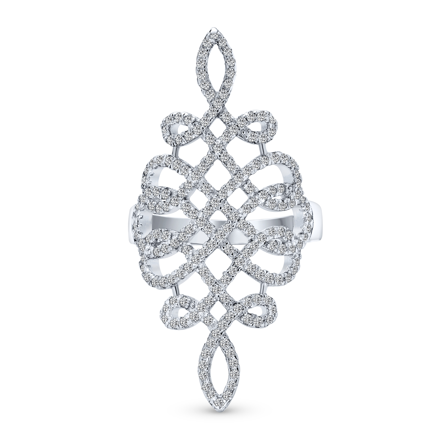 White CZ Infinity Spiral Swirl Knot Loop Ring Sterling Silver Band 925 ...