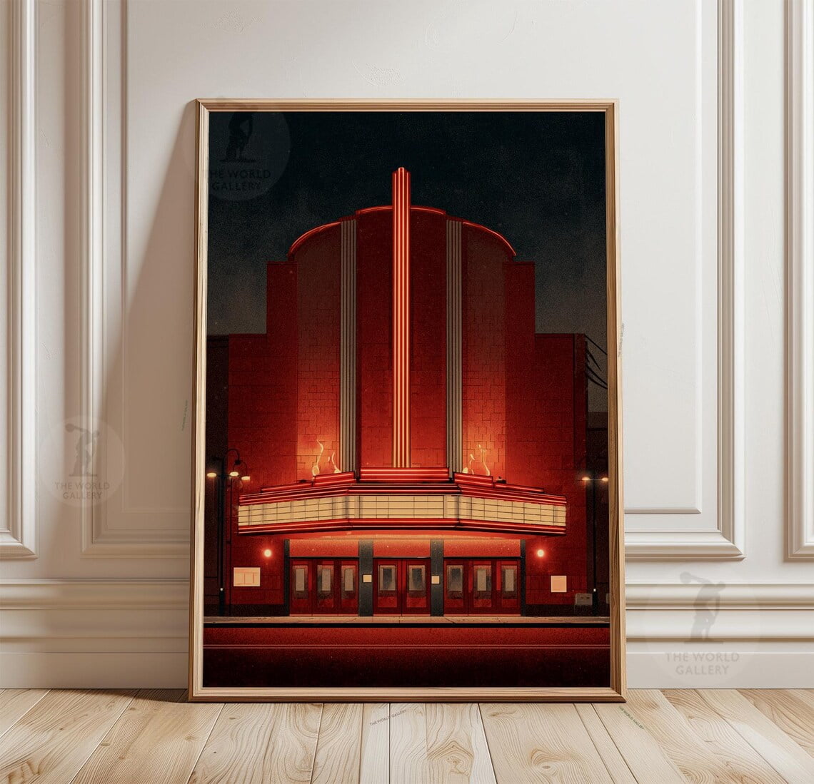 Art Deco Cinema Poster Red Theater Wall Art Retro Movie Room Decor ...