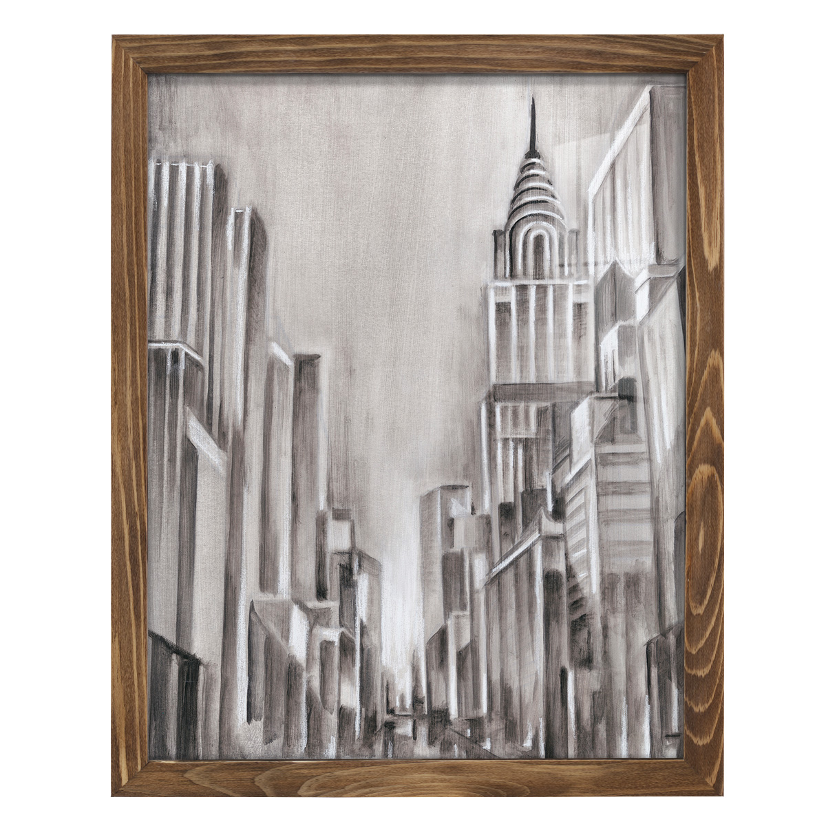 Art Deco Cityscape I -Framed Print w/glass-Walnut - Walmart.com