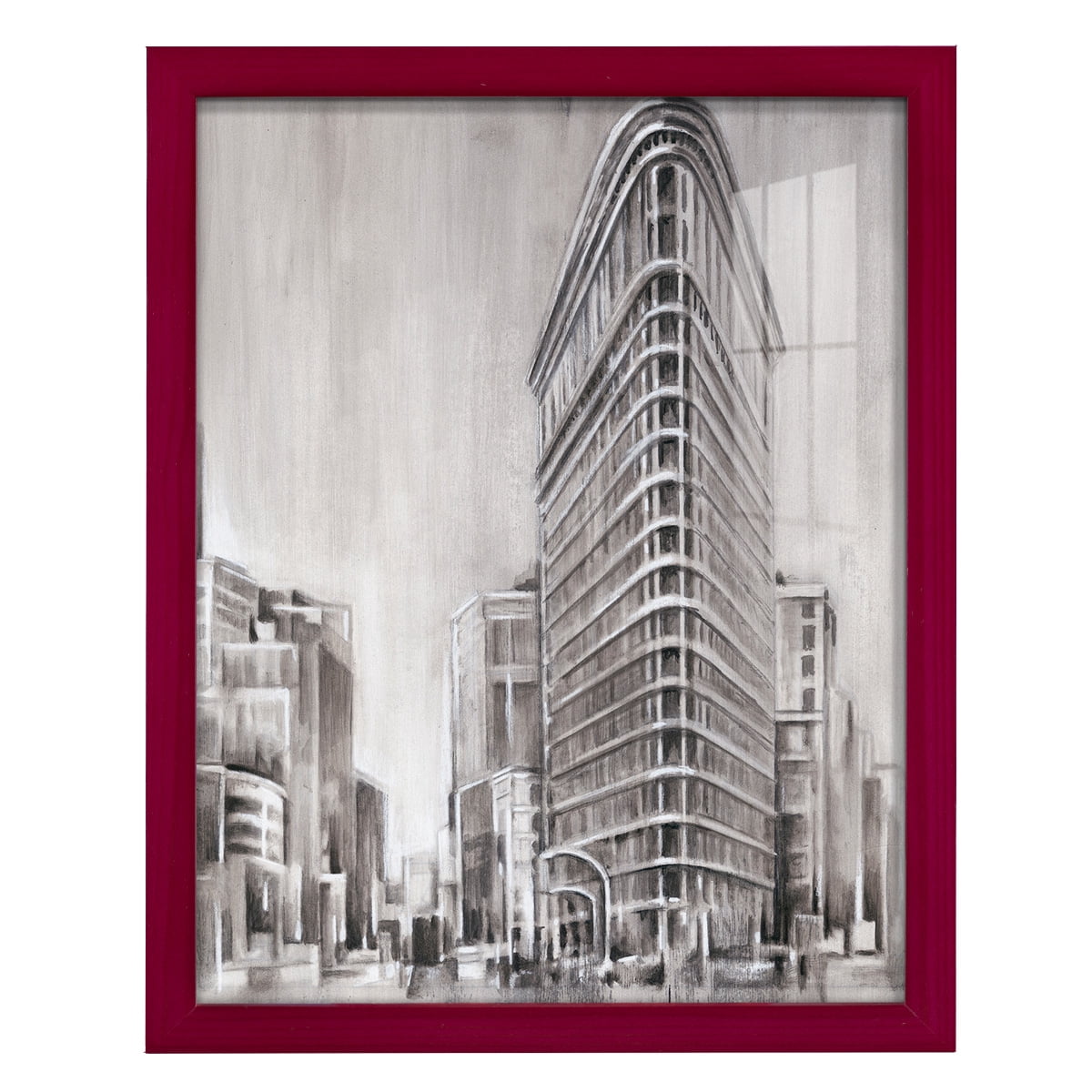 Art Deco Cityscape II -Framed Print w/glass-Cherry Red - Walmart.com