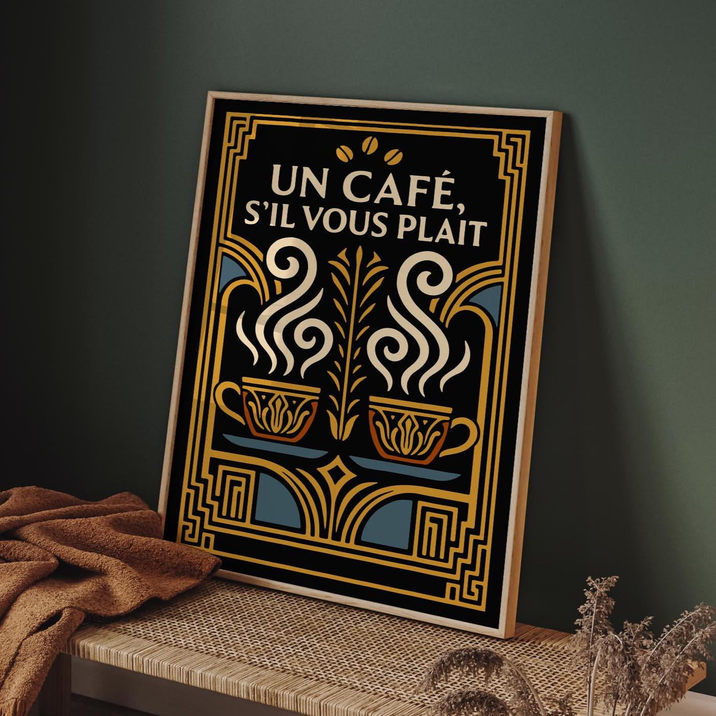 Art Deco Coffee Poster Paris Wall Art, French Café Kitchen Decor ...