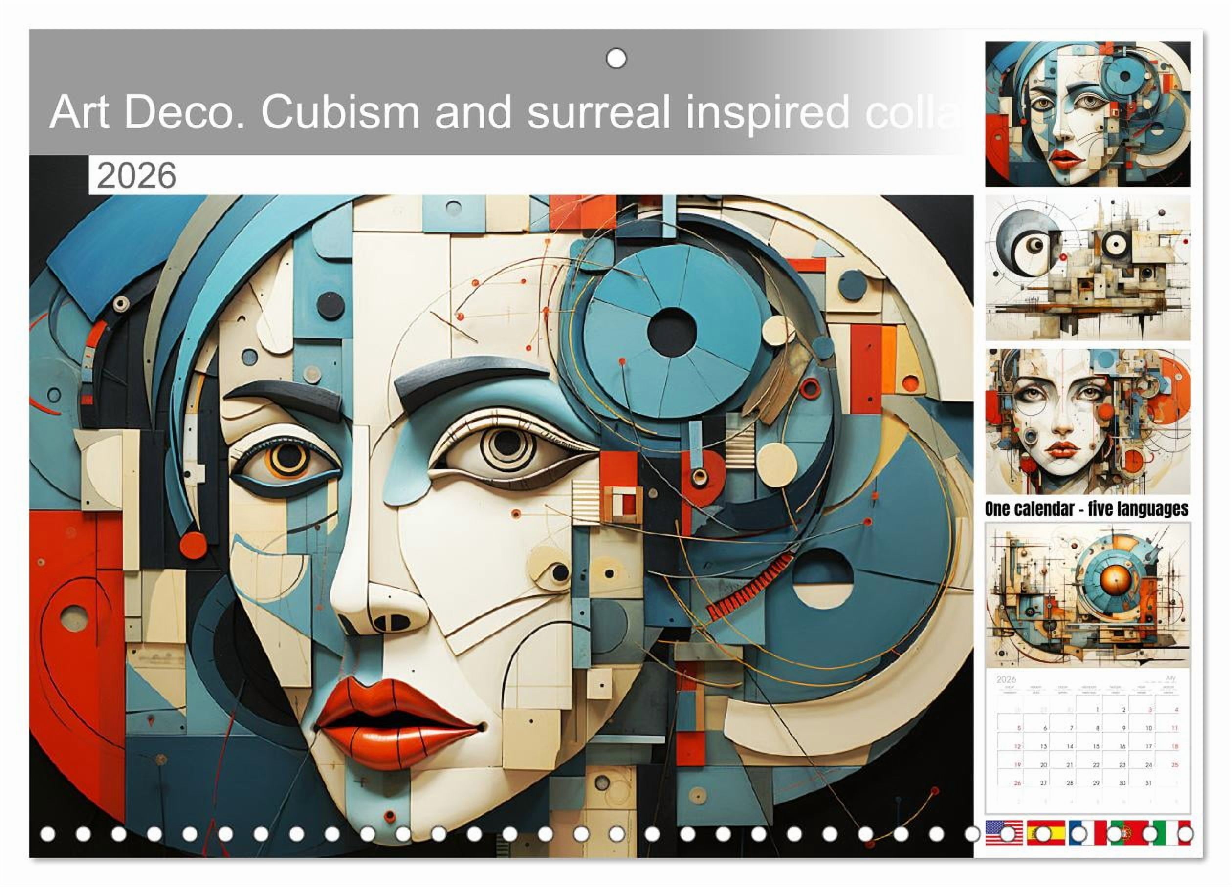 Art Deco. Cubism and surreal inspired collages (Monthly Wall Calendar ...