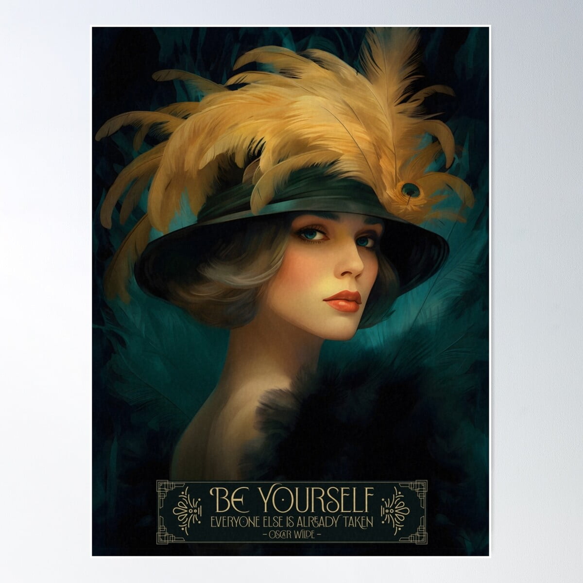 Art Deco Decor | Beautiful Woman Portrait Art Noveau Style Poster Wall ...
