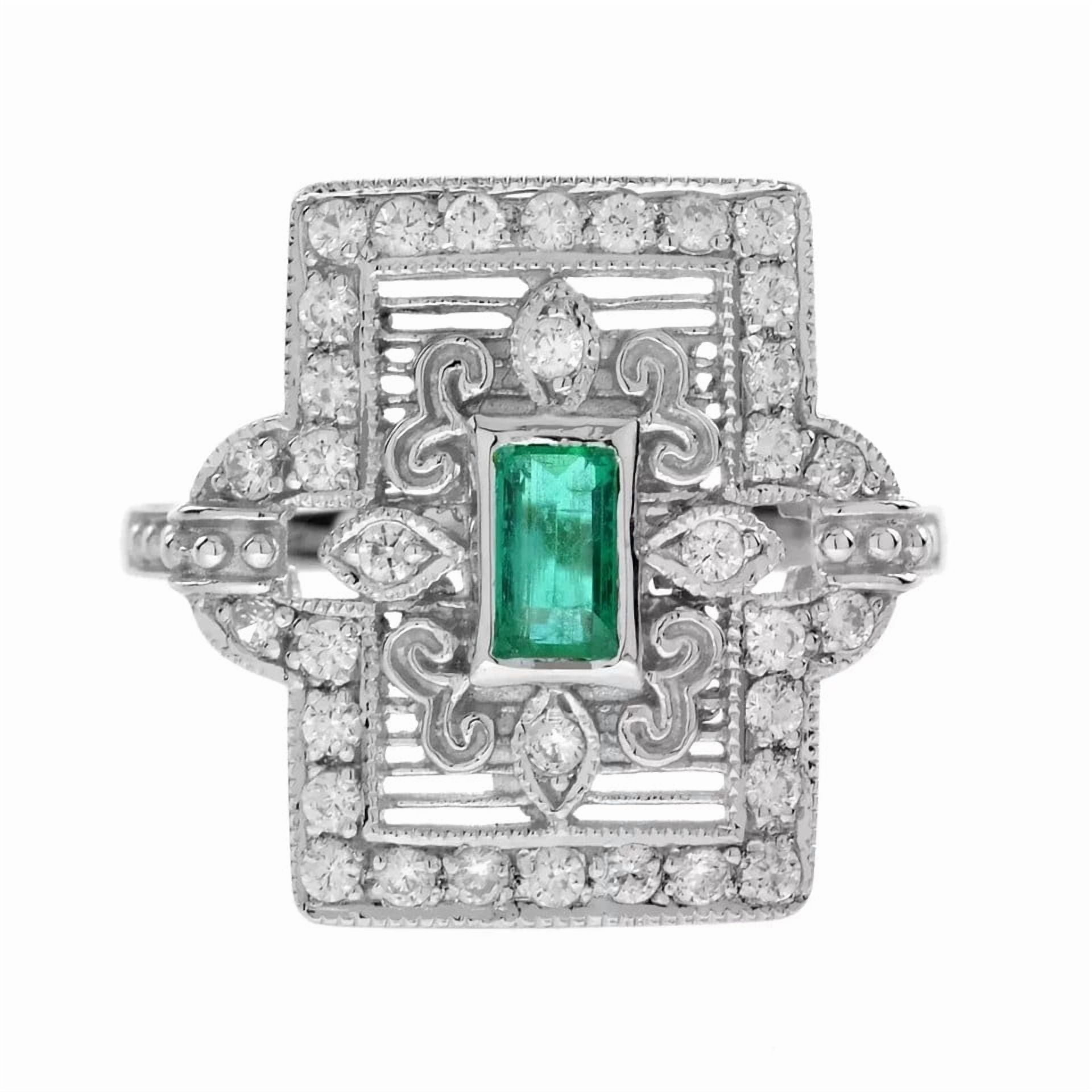 Art Deco Diamond Engagement Ring, Openwork Filigree Diamond Ring, Green ...