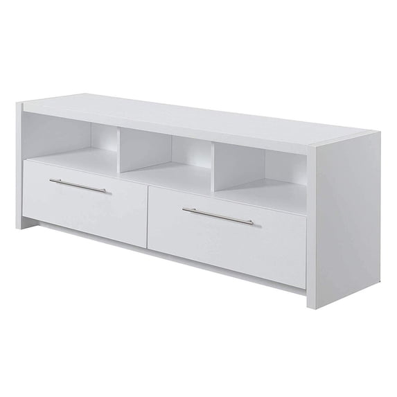 Art Deco Dreams 60-In TV Stand with Cabinets and Shelves, White Finish ...