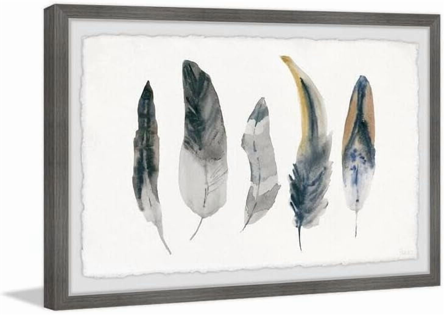 Art Deco Dreams Shaded Feathers Framed Painting Print, Contemporary Wall Decor: Abstract ...