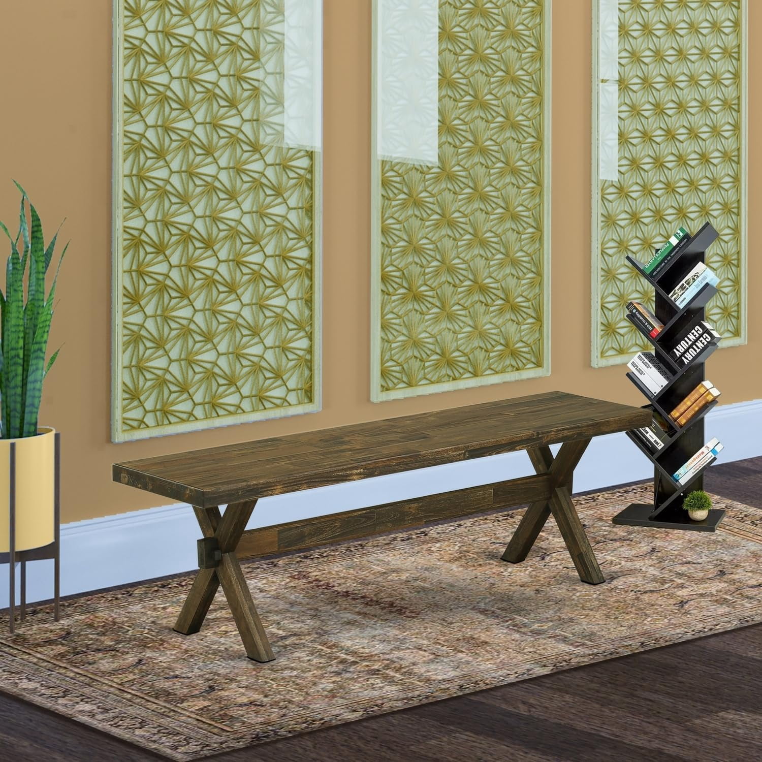 Art Deco Dreams X-Style Dining Bench Sturdy Wood Build Dining Bench for ...