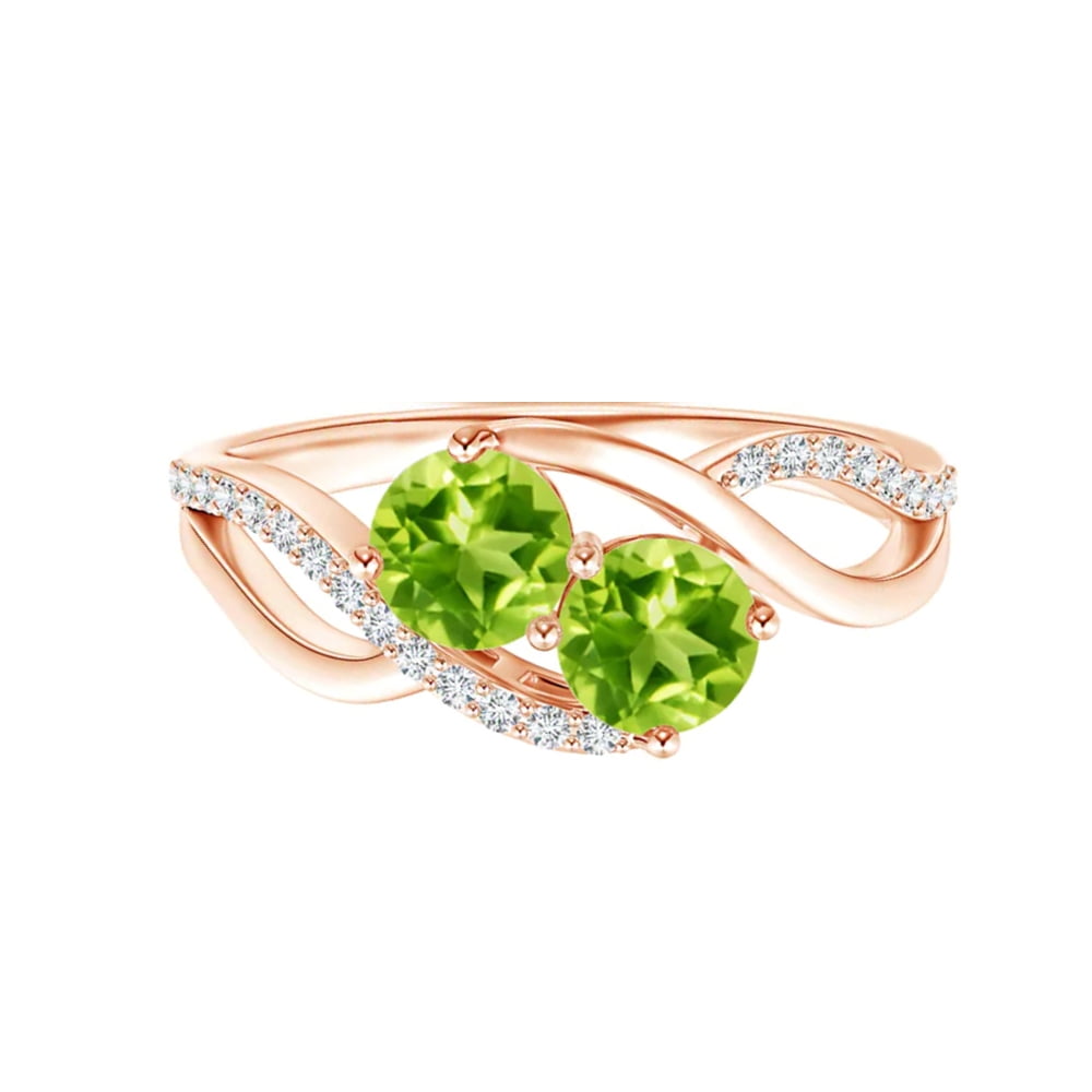 Art Deco Dual Stone 1.20 Ct Round Peridot 925 Sterling Silver Rose ...
