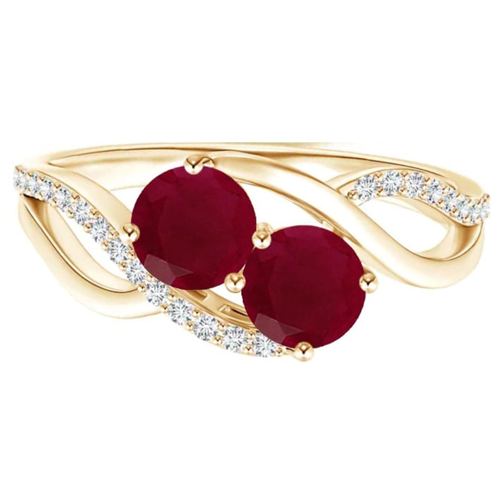 Art Deco Dual Stone 1.20 Ct Round Ruby 925 Sterling Silver Women ...