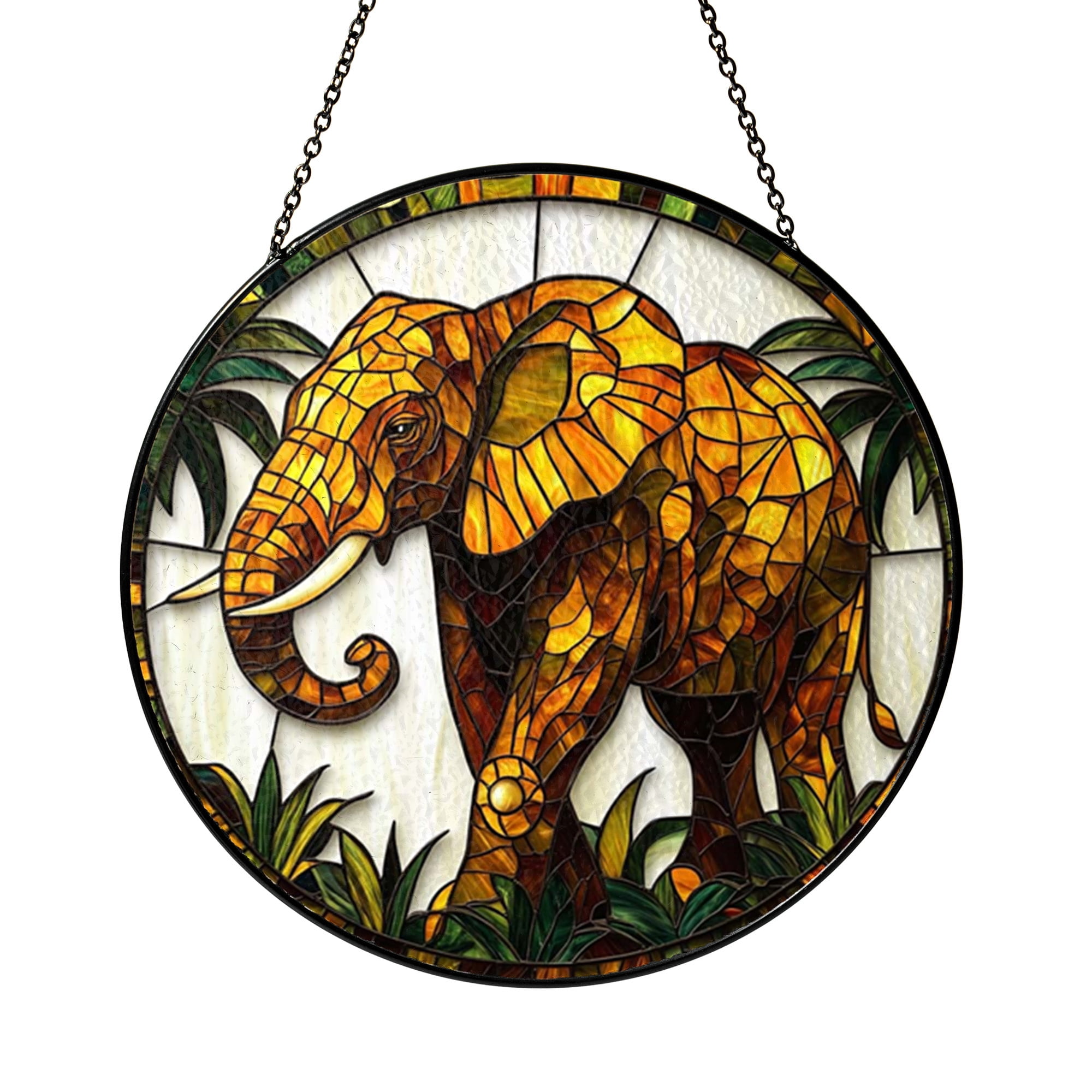 Art Deco Elephant Window Hanging – Stained Glass Style Decor - Walmart.com