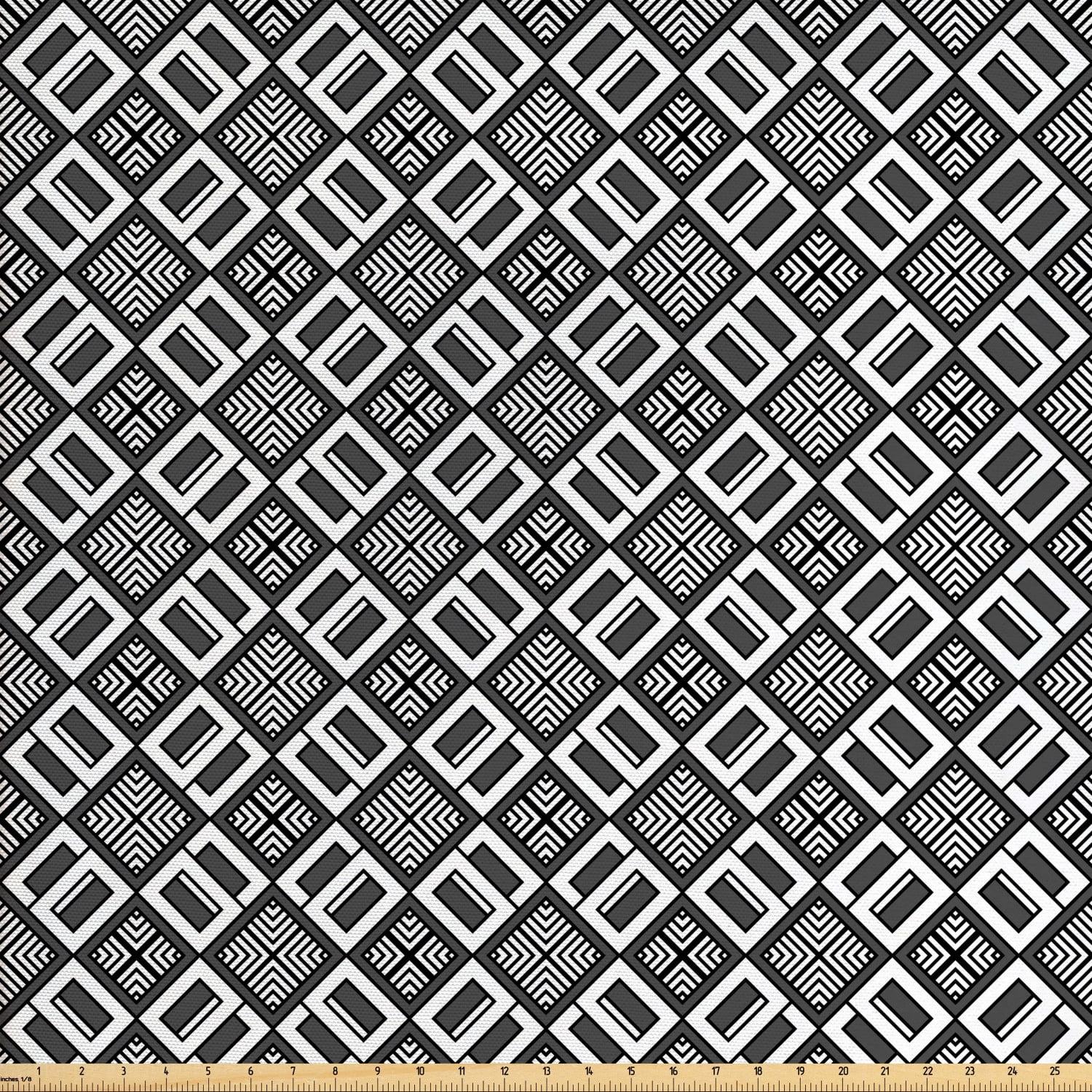 Ambesonne Art Deco Fabric by the Yard Upholstery, Echeloned Quadrats ...