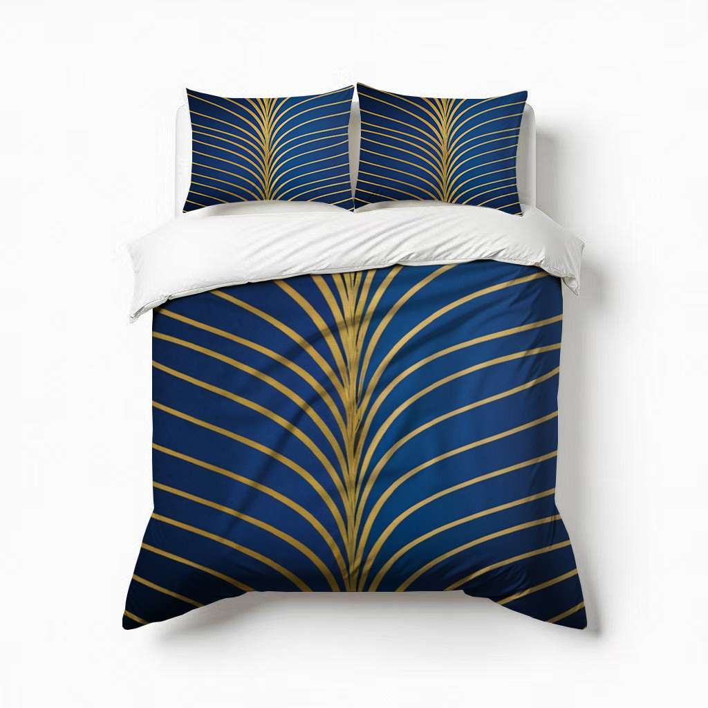 Art Deco Fan Pattern Bedding Set 3 Pcs Soft Microfiber Quilt Cover For ...