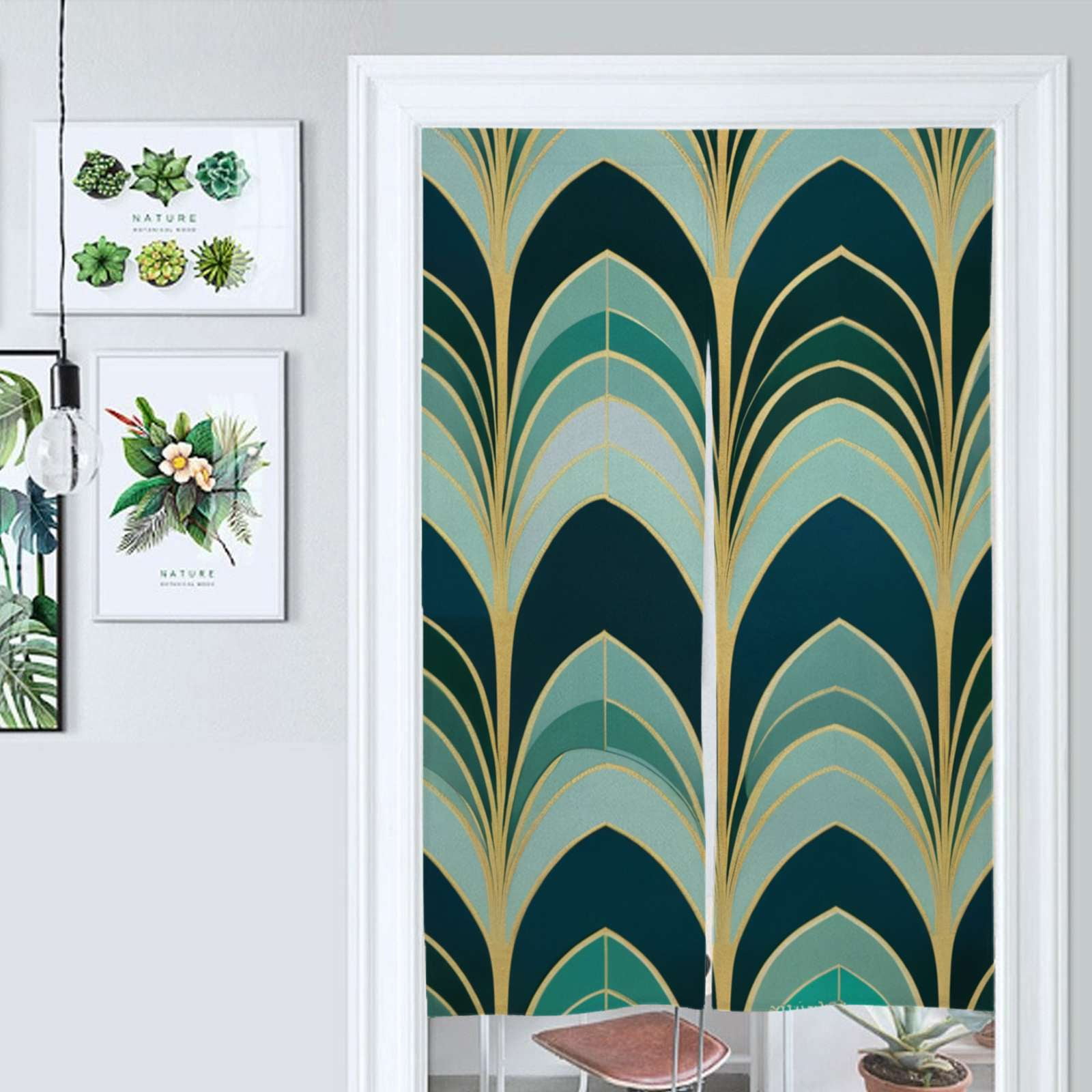 Art Deco Fan Pattern Door Curtain Nordic Living Room DoorCurtain Porch ...