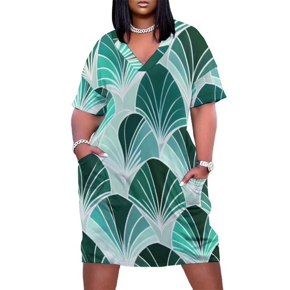 Art Deco Fan Pattern Loose Pocket Dress Dresses Summer Summer Dresses ...