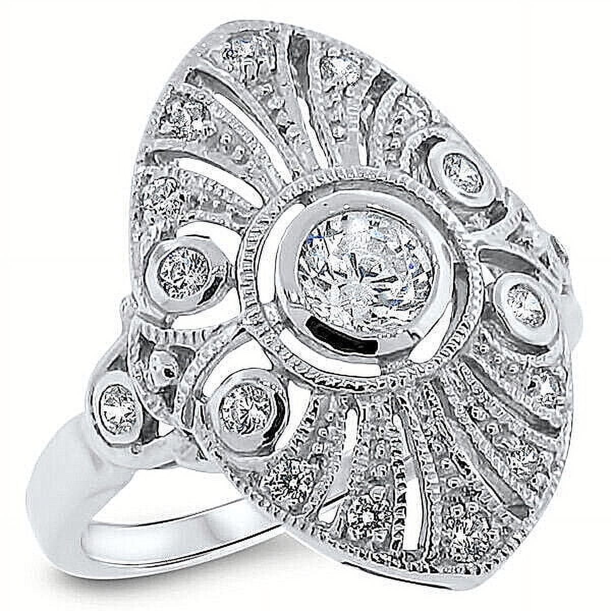 Art Deco Filigree Bezel Set Wedding Ring 2.1 Ct Diamond 14K White Gold ...