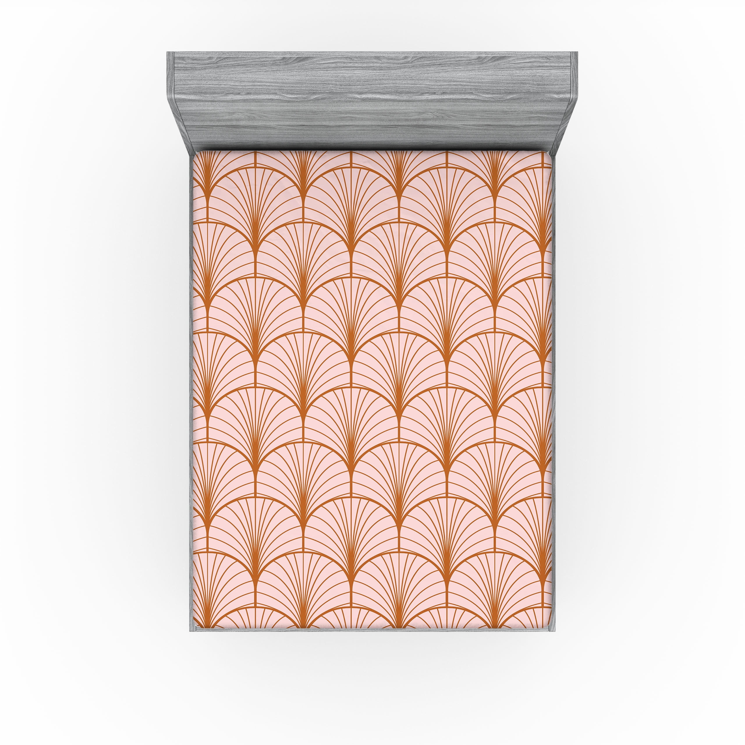 Art Deco Fitted Sheet, Geometric Peacock Fan Shape Like Semi Circles ...