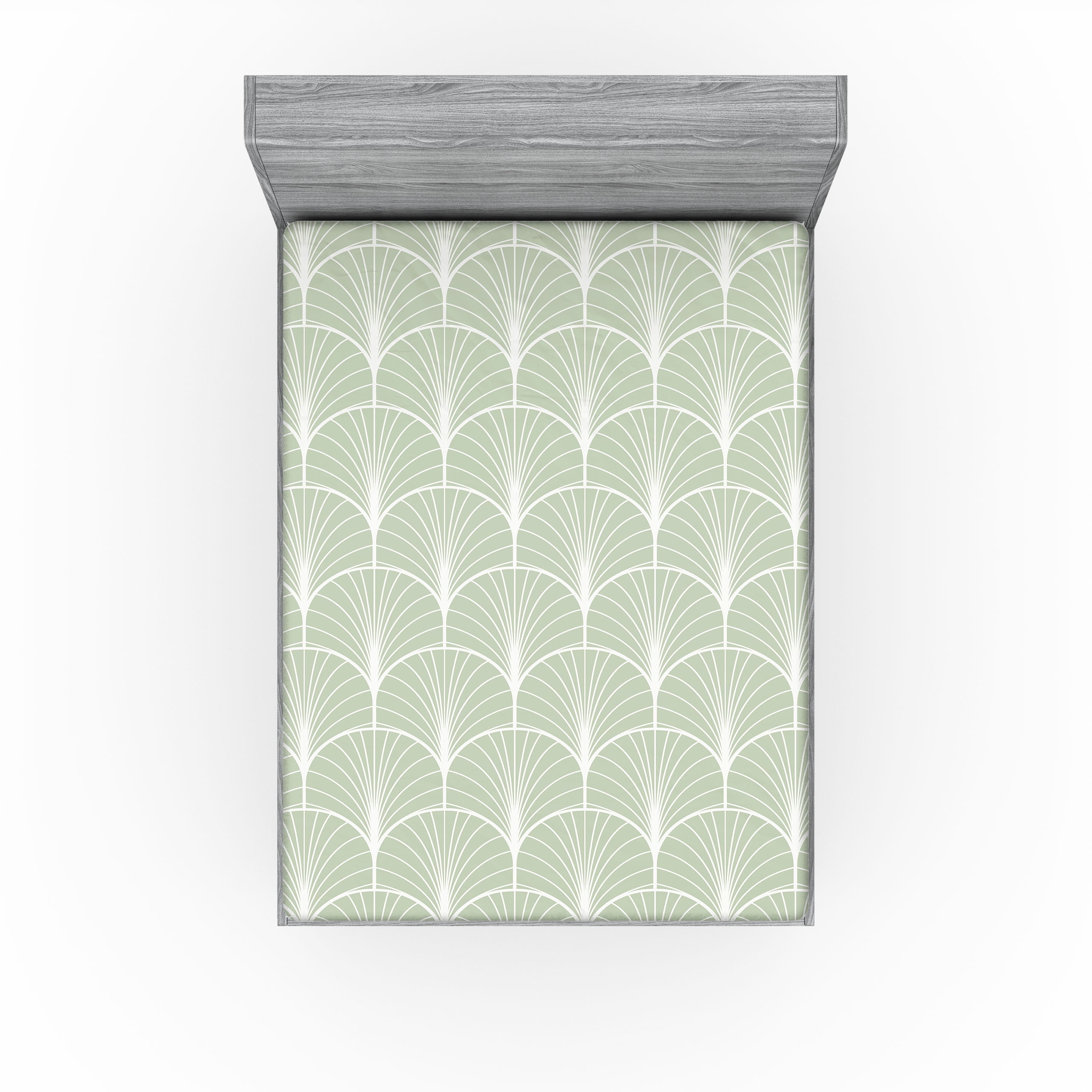 Art Deco Fitted Sheet, Geometric Peacock Fan Shape Like Semi Circles ...