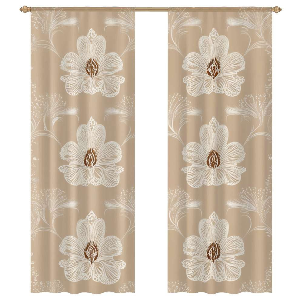 Art Deco Floral Pattern Sheer Voile Curtain Window Tulle Curtains For ...