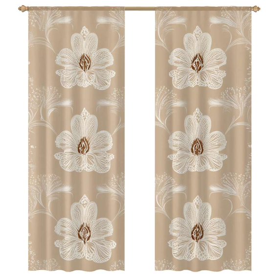 Art Deco Floral Pattern Tulle Curtains For Living Room Chiffon Sheer ...