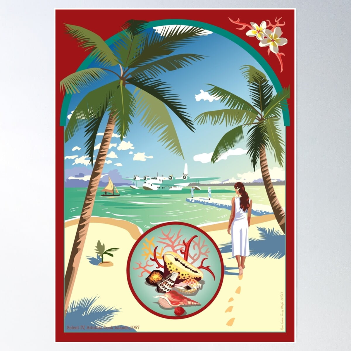 Art Deco Flying Boat - Aitutaki, Cook Islands Poster Wall Art, Modern ...
