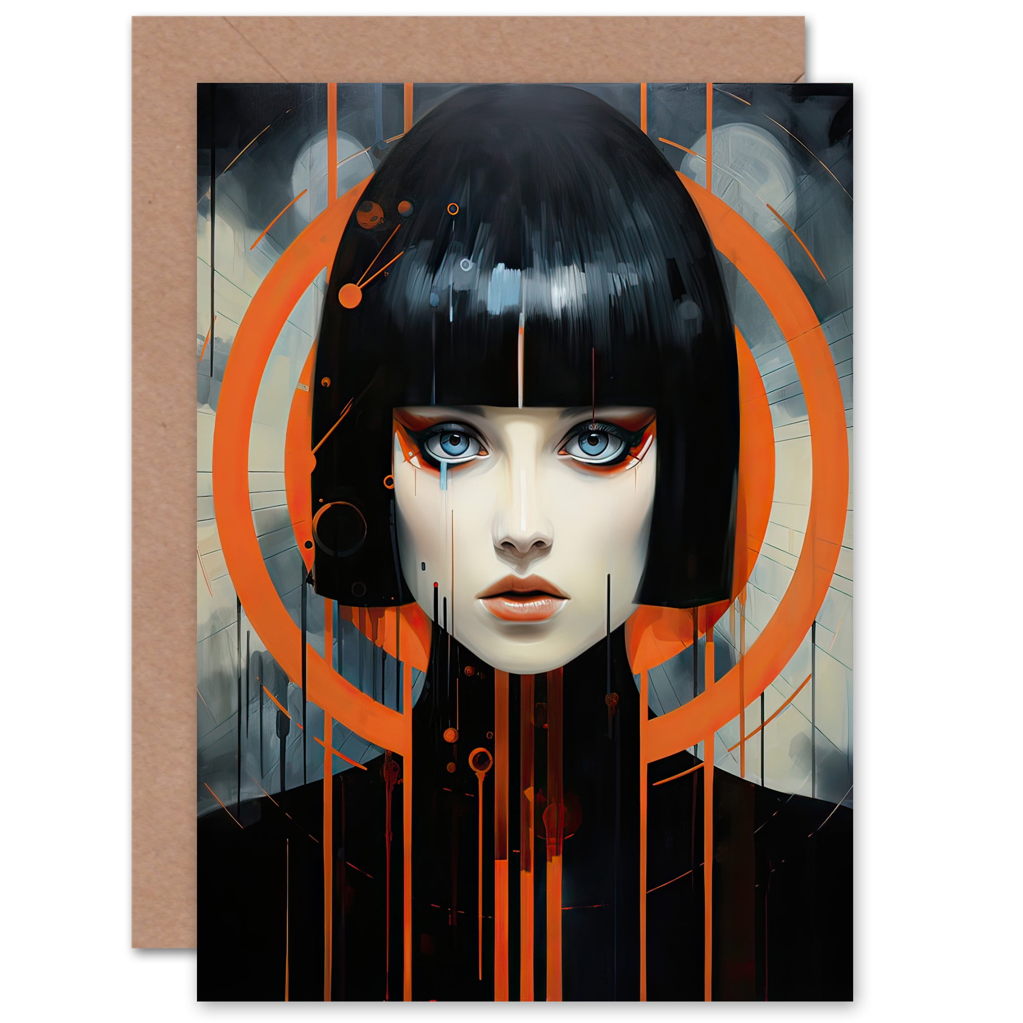 Art Deco Future Woman Black Portrait Goth Gothic for Him or Her Man ...