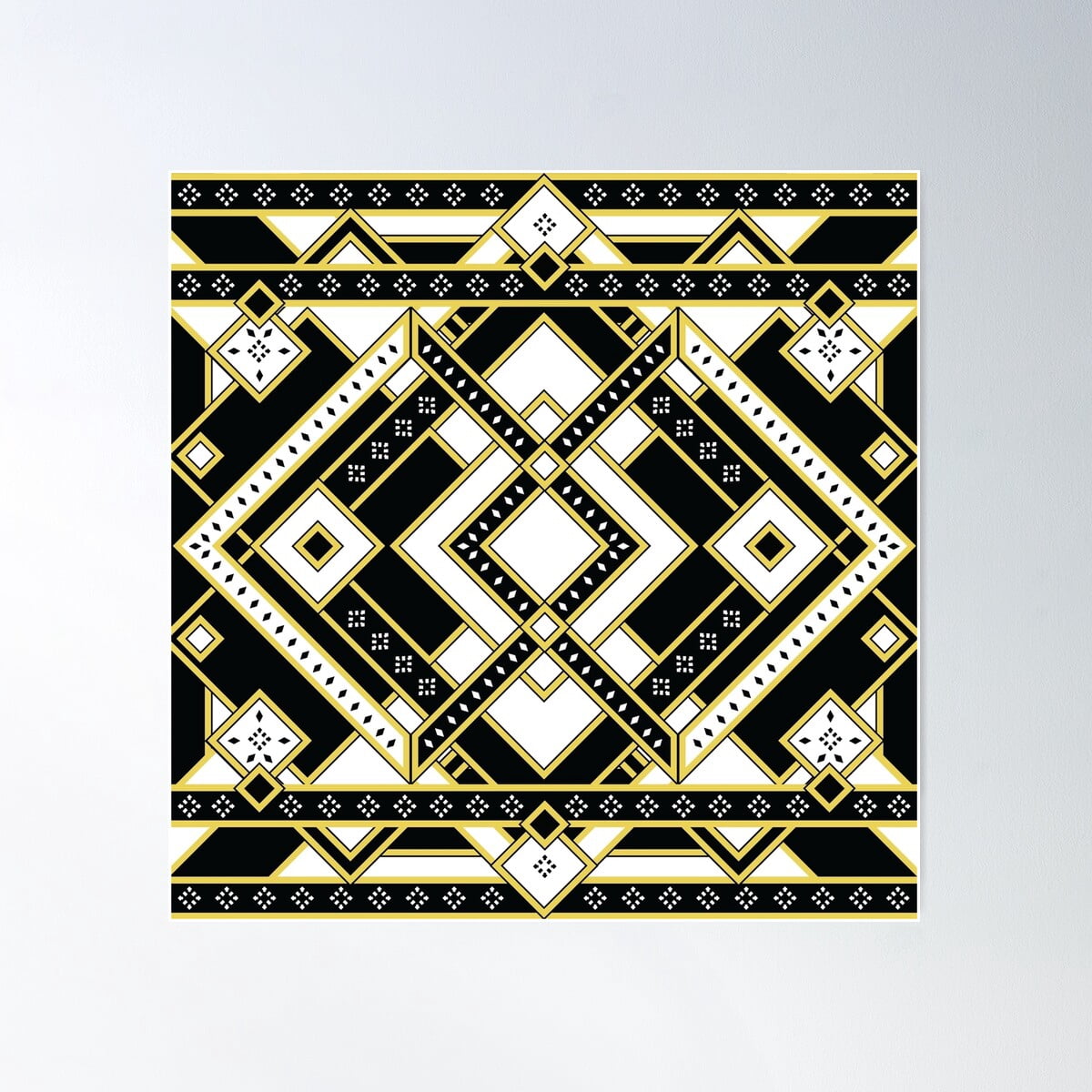 Art Deco Geo Design In Black And White Poster Wall Art, Modern Wall ...