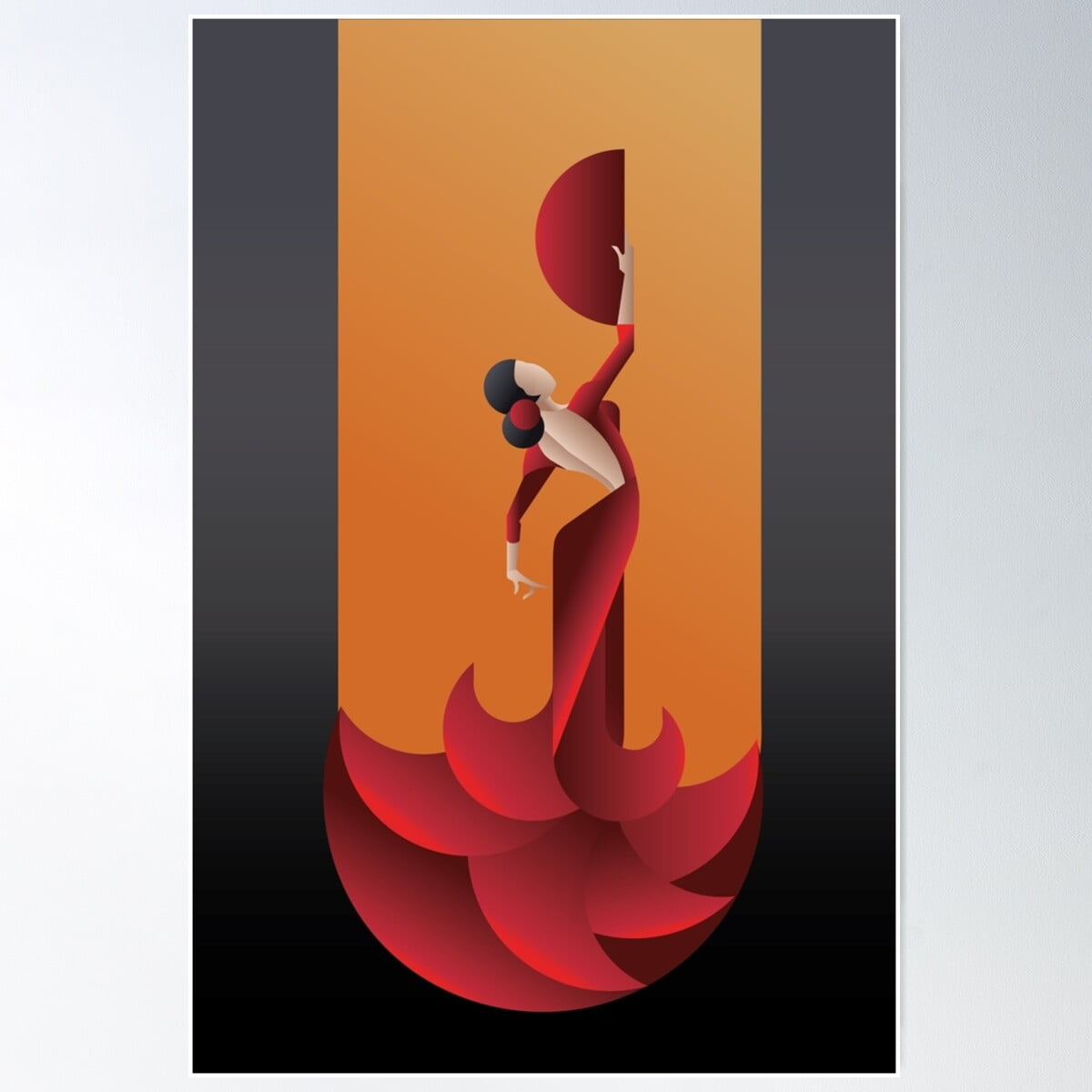 Art Deco Geometric Styled Spain Flamenco Dancer Poster Wall Art, Modern ...
