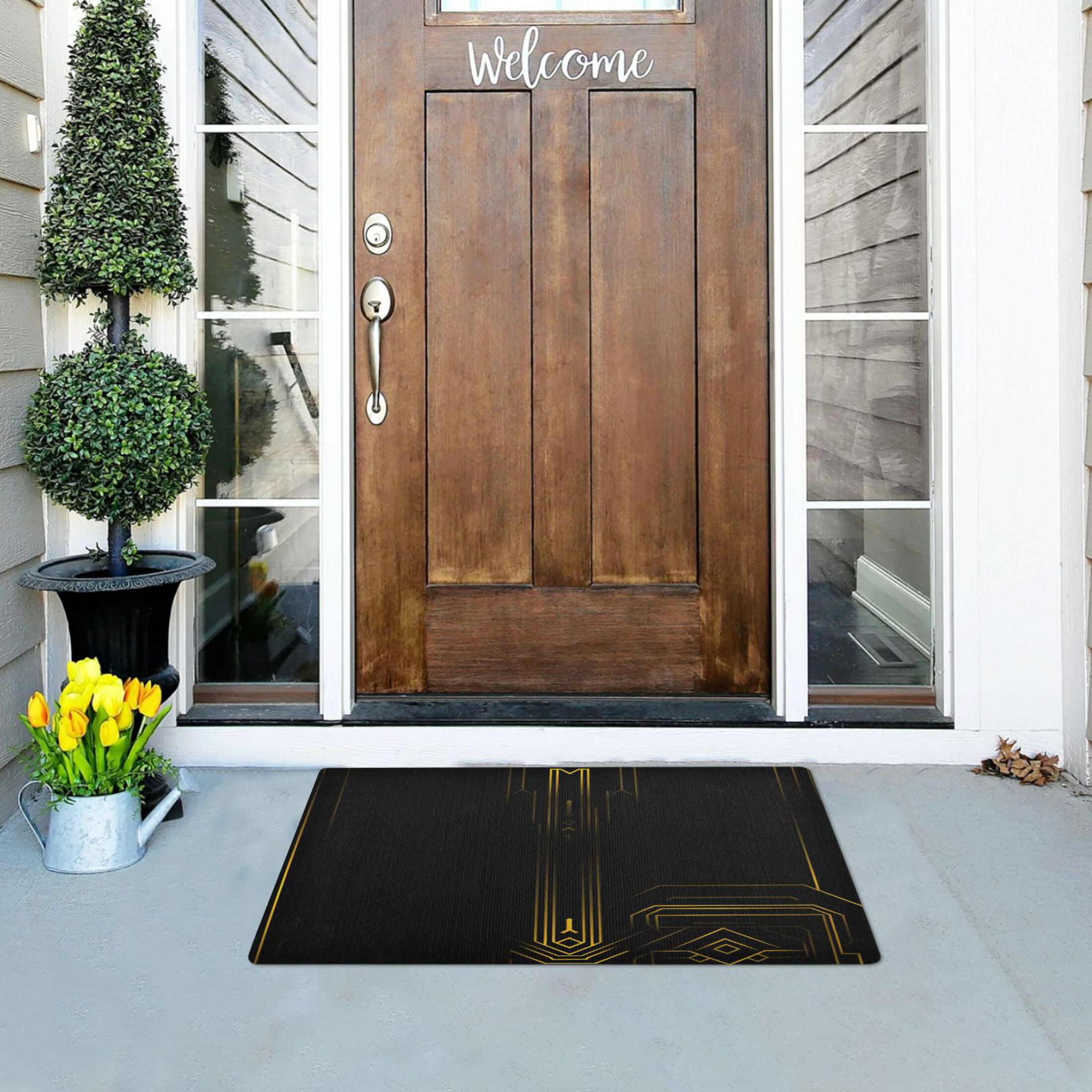 Art Deco Gold Outdoor Doormats NonSlip Bath Rugs Absorbent Muddy Dirt ...