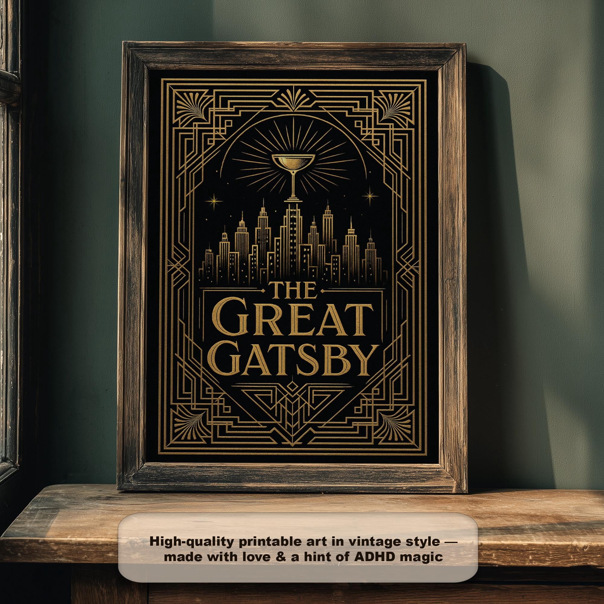 Art Deco Great Gatsby Jazz Age Gold Black Wall Art Poster, Poster Home ...