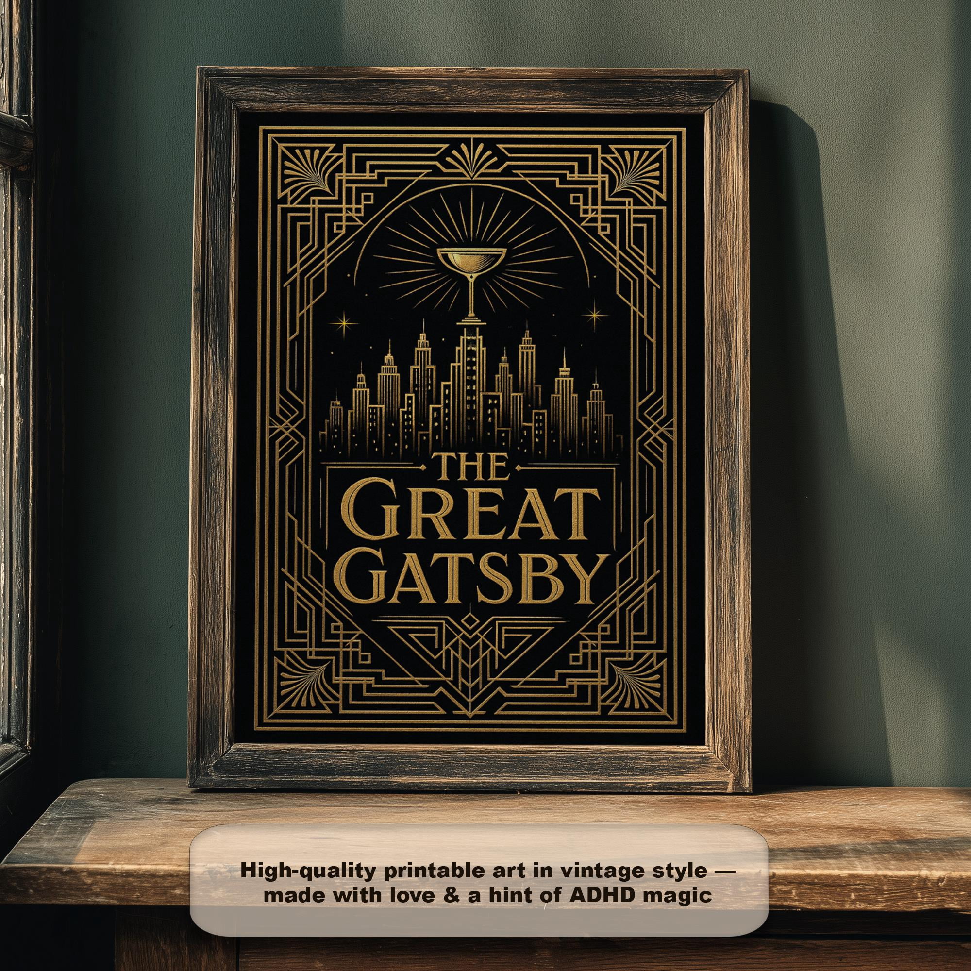 Art Deco Great Gatsby Poster – 1920S Jazz Age Wall Art, Gold & Black ...
