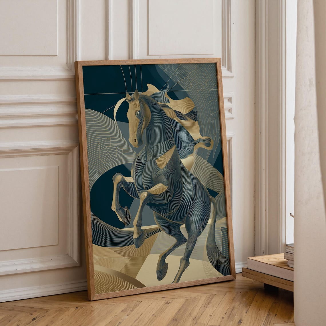 Art Deco Horse Elegant Stallion Illustration Vintage Animal Mid Century ...