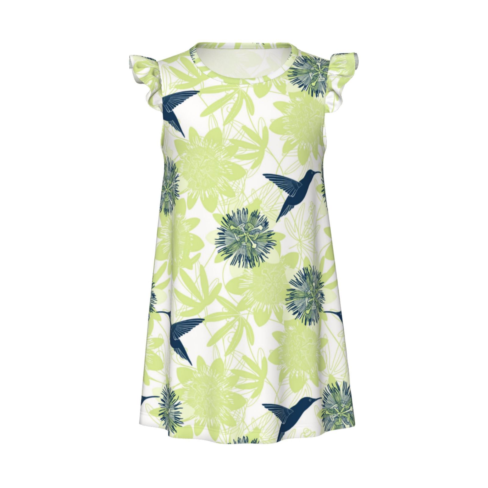 Art Deco Hummingbird Girls Nightgowns, Pajamas for Girls, Soft Flutter Short Sleeves Nightdress ...