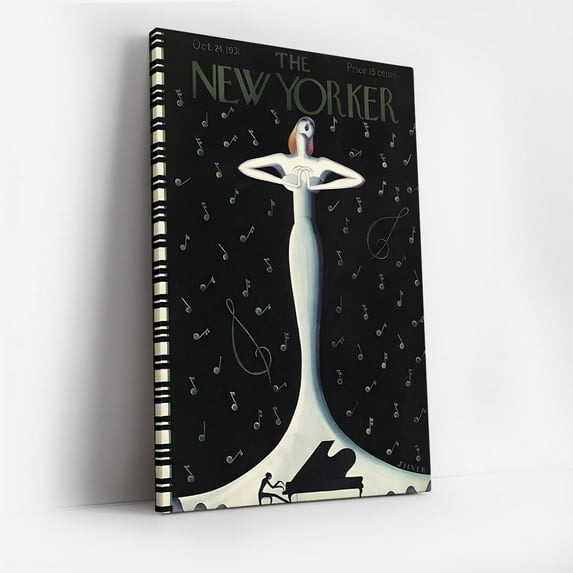 Art Deco Jazz Singer Canvas Wall Art, Vintage New Yorker Magazine Cover ...