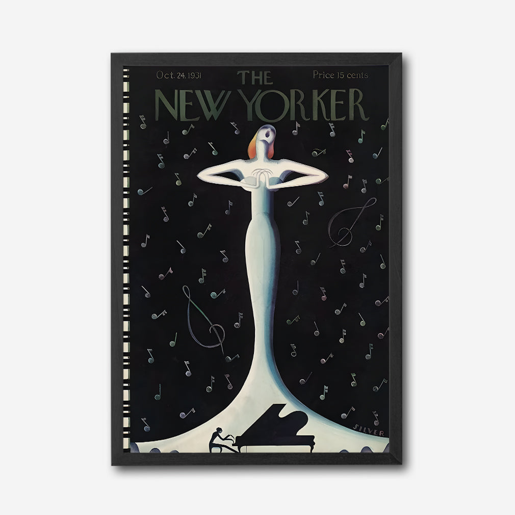 Art Deco Jazz Singer Canvas Wall Art, Vintage New Yorker Magazine Cover ...