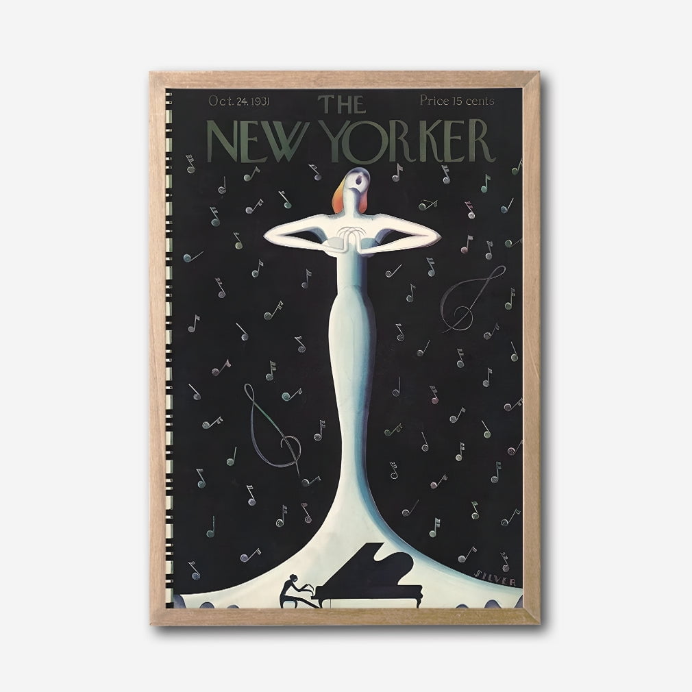 Art Deco Jazz Singer Canvas Wall Art, Vintage New Yorker Magazine Cover ...