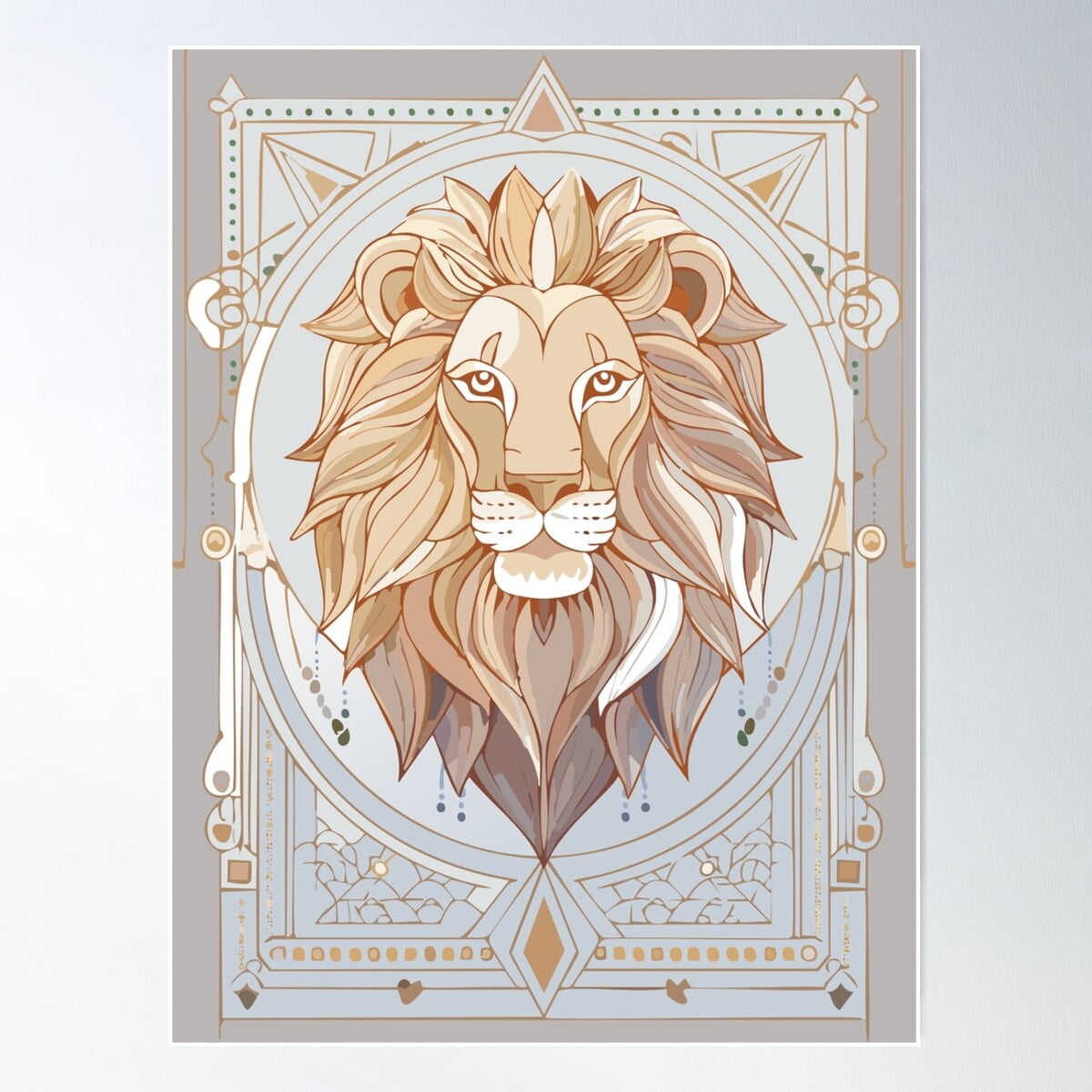 Art Deco Lion Poster Wall Art, Modern Wall Decor For Living Room ...