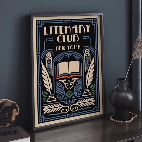 Art Deco Literary Club Reading Room Decor Poster, Unframed Paper Poster ...