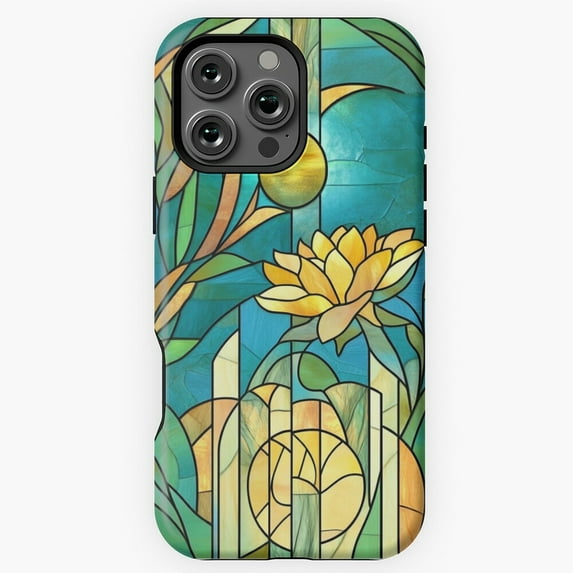 Art Deco Lotus Stained Glass Art Phone Case Compatible iPhone 17 ...